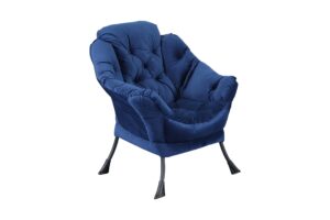 jomol living room chairs modern cotton fabric lazy chair, accent contemporary lounge chair, single steel frame leisure sofa chair with armrests and a side pocket (blue)