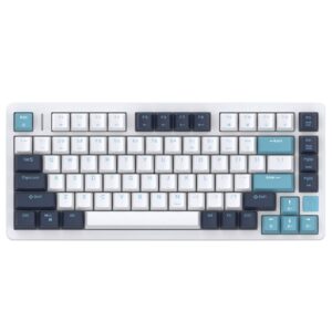 irok fe75pro wireless rgb hot swappable mechanical keyboard, three-layer dampening 81 keys gaming keyboard, customizable backlit, usb-c/2.4ghz/bluetooth- white/blue