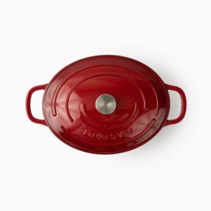 Larder & Vine Enameled Cast Iron Dutch Oven with Lid - Oversized Handles, Dome Lid, Dutch Oven for Sourdough Bread Making, 8QT/7.5L - (Cabernet)