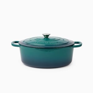 larder & vine enameled cast iron dutch oven with lid - oversized handles, dome lid, dutch oven for sourdough bread making, 8qt/7.5l - (bondi)