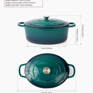 Larder & Vine Enameled Cast Iron Dutch Oven with Lid - Oversized Handles, Dome Lid, Dutch Oven for Sourdough Bread Making, 8QT/7.5L - (Bondi)