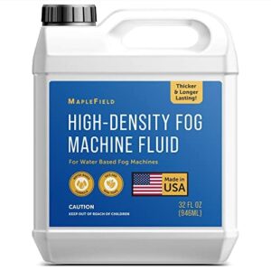 maplefield high-density halloween fog machine fluid - 32 oz - great for haunted houses, spooky party decor, and outdoor events - long-lasting water-based formula - compatible with 700+ watt machines