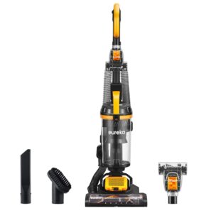 eureka powerful carpet and floor, household cleaner for home bagless lightweight upright vacuum, maxswivel pro neu350 with pet tool, yellow