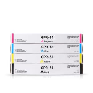 gpr-51 gpr51 toner cartridge remanufactured 8516b003 8517b003 8518b003 8519b003 replacement for canon imagerunner advance c250if c255if c350if c350p c355if (black cyan magenta yellow,4pack)