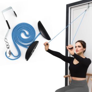 shoulder pulley over the door physical therapy system, exercise pulley for physical therapy, alleviate shoulder pain and facilitate recovery from surgery (blue)