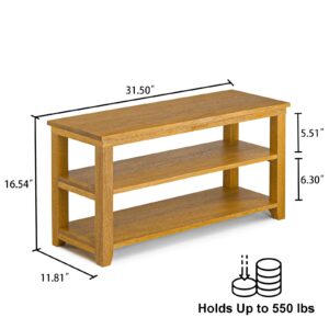 Aroktake Shoe Rack Bench, 2-Tier Wood Heavy Duty Shoe Organizer Shelf for Entryway, Living Room,Bedroom (Natural, 11.81"X31.5"X16.54")