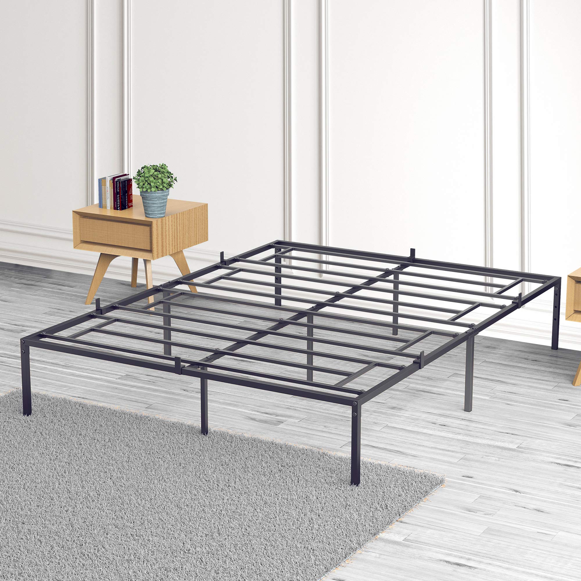 Alkmaar Queen Bed Frame,14 Inch Black Metal Queen Bed Frame,No Box Spring Needed Queen Size Platform Bed Frame (Queen)