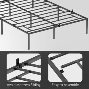 Alkmaar Queen Bed Frame,14 Inch Black Metal Queen Bed Frame,No Box Spring Needed Queen Size Platform Bed Frame (Queen)