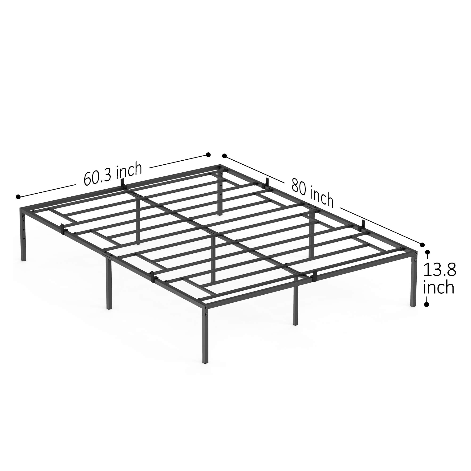 Alkmaar Queen Bed Frame,14 Inch Black Metal Queen Bed Frame,No Box Spring Needed Queen Size Platform Bed Frame (Queen)