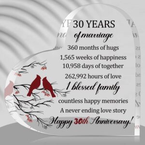 ywkuiev happy anniversary wedding hearts acrylic keepsake decor for wife husband girlfriend boyfriend couple parent women men marriage anniversary birthday christmas keepsake gift (30th)