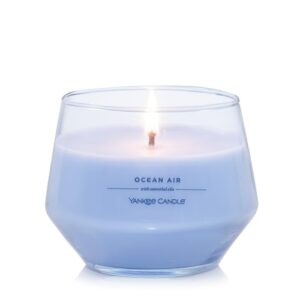 yankee candle studio medium candle, ocean air, 10 oz: long-lasting, essential-oil scented soy wax blend candle | 40-65 hours of burning time