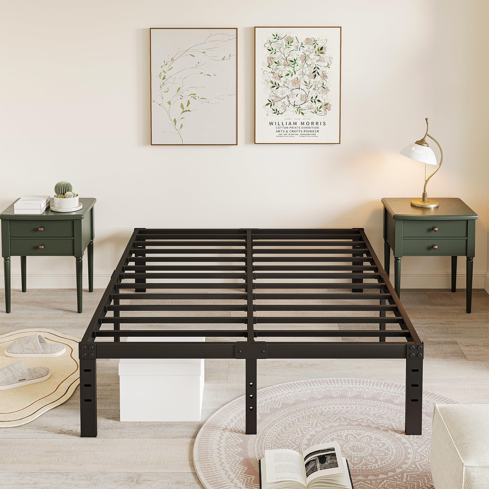 Bednowitz Full Size Metal Platform Bed Frame, 12 Inch Full-Bed-Frame with Heavy Duty Steel Slats, Noise Free Mattress Foundation No Box Spring Needed, Easy Assembly, Black