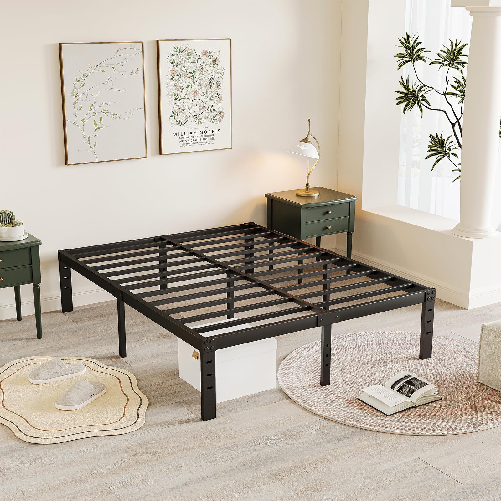 Bednowitz Full Size Metal Platform Bed Frame, 12 Inch Full-Bed-Frame with Heavy Duty Steel Slats, Noise Free Mattress Foundation No Box Spring Needed, Easy Assembly, Black