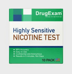 10 pack - drugexam made in usa, nicotine tobacco cotinine urine test strip kit - urine dip strip testing cotinine from smoking and vaping. nicotine test kit. nicotine test strips for urine.