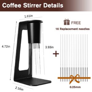 PUSEE Espresso Coffee Stirrer,WDT Distribution Tool 9 pin Coffee Stirring Tool for Espresso Distribution 0.25mm Thick Spring Wires Anodized Aluminum Handle