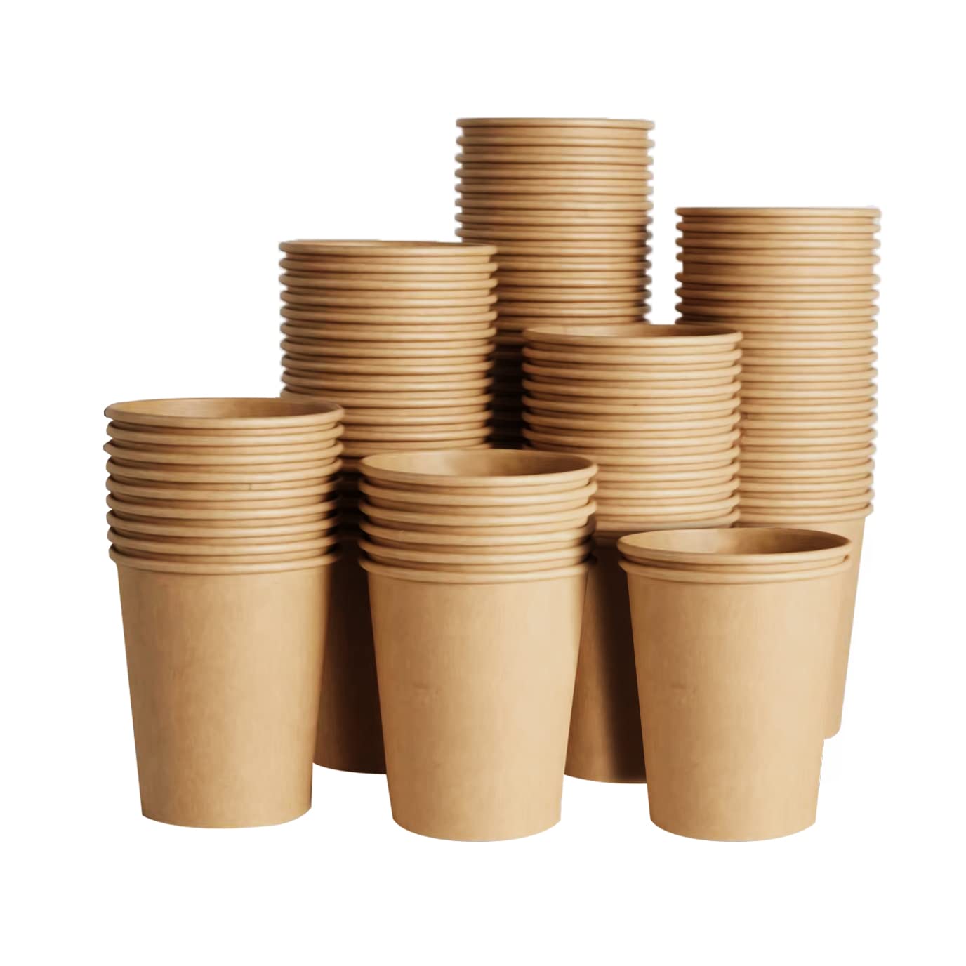 SIUQ 400 Pack 8 oz Kraft Paper Cups, Unbleached Disposable Paper Coffee Cups, Thickened Hot/Cold Beverage Drinking Cup for Party, Home, Cafes, Bistros, Businesses (Brown)