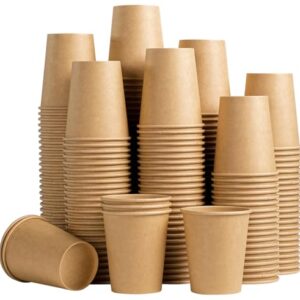 Lamosi 200 Pack 8 OZ Kraft Paper Cups, Brown Disposable Paper Coffee Cups, Unbleached Paper Cups for Hot/Cold Beverage Party Home Office