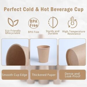 Lamosi 200 Pack 8 OZ Kraft Paper Cups, Brown Disposable Paper Coffee Cups, Unbleached Paper Cups for Hot/Cold Beverage Party Home Office