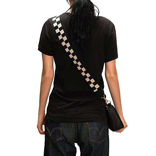 Like Dreams Wide Shoulder Adjustable Checks Straps for Crossbody Canvas Bag Handbag Replacement Straps (Black White)