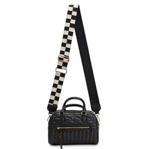 Like Dreams Wide Shoulder Adjustable Checks Straps for Crossbody Canvas Bag Handbag Replacement Straps (Black White)