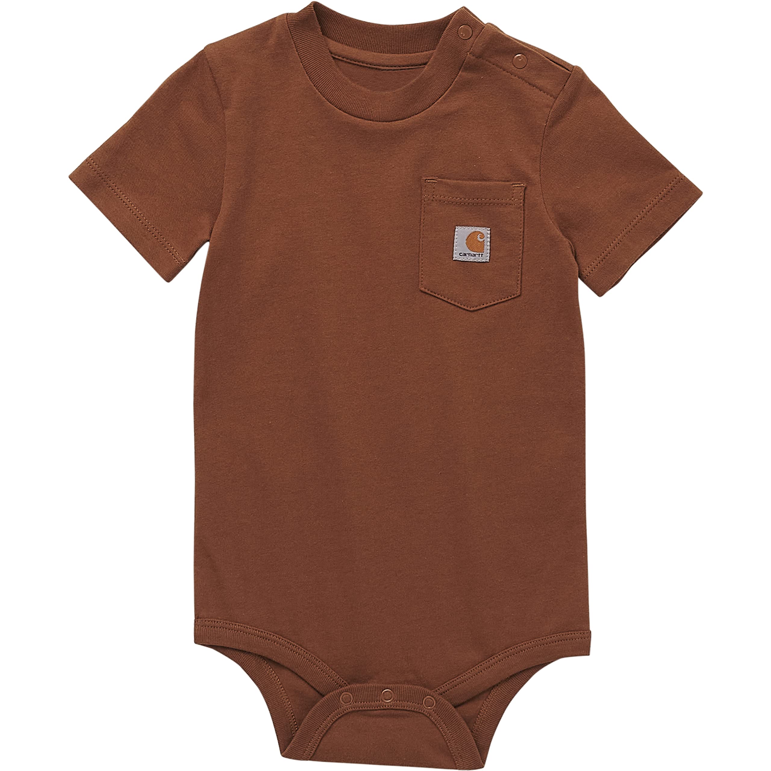 Carhartt Baby Short-Sleeve Bodysuit Pocket T-Shirt Onesie, Carhartt Brown, 3 Months