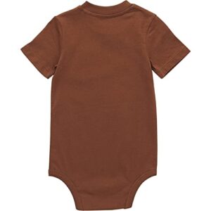 Carhartt Baby Short-Sleeve Bodysuit Pocket T-Shirt Onesie, Carhartt Brown, 3 Months