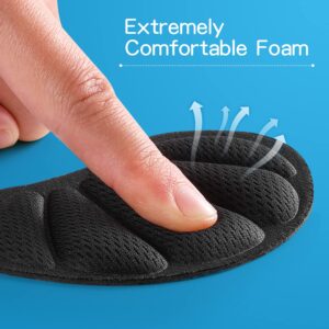 Back of Heel Cushion Pads, Adhesive Heel Grips Inserts for Boots, Loose Shoes Too Big, Reusable Heel Guards Liners for Women Men, Improve Shoe Fit,4PCS-Black+4PCS-Black