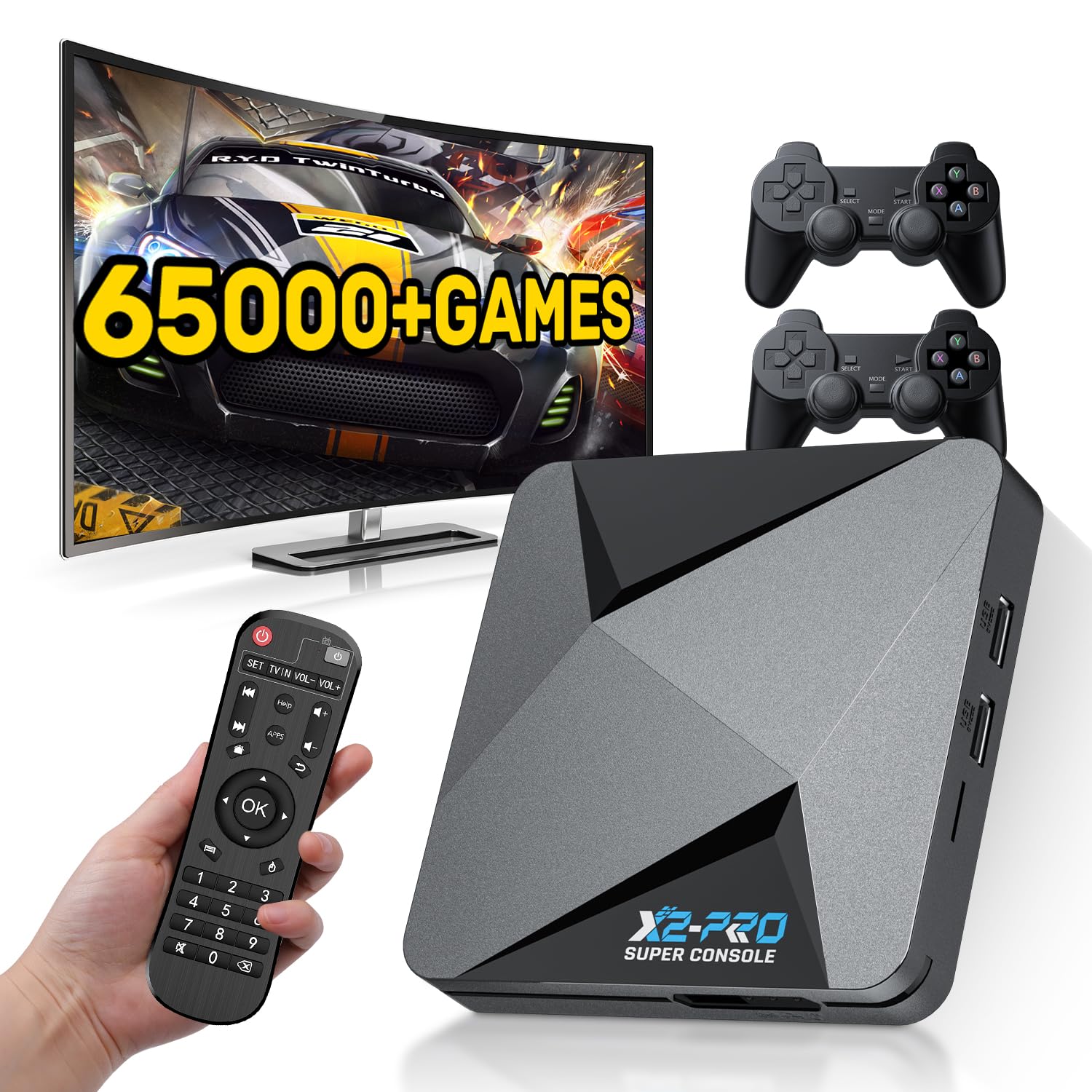 Super Console X2 PRO Retro Game Console with 100,000+Games,Video Game Console with EmuElec 4.5/Android 9.0/CoreE,4K HD Emulator Console Compatible with PSP/PS1/DC/MAME/ARCADE,2.4+5G,BT 5.0,Best Gifts