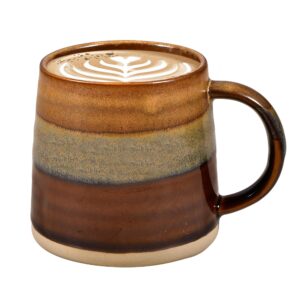 farmhouse bright matte speckle glaze mug coffee mugs unique color reusable coffee cup with comfortable handle, best gifts for men & women, gamers, fathers, coffee enthusiasts, chocolate tone