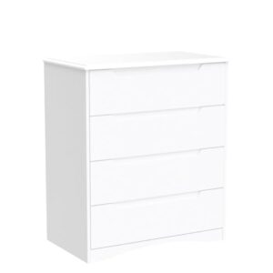 Gizoon 4 Drawer Dresser, White Chest of Drawers with Large Storage Capacity, Bedroom Dressers and Organizer with Embedded Handles and Sturdy Anti-tripping Device for Office, Living Room, Hallway