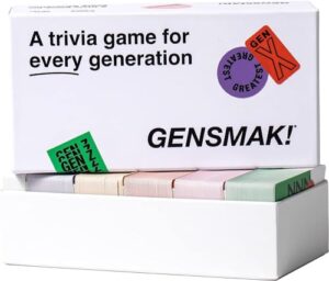 gensmak! party game - engaging multi-generational trivia game with comedic hints - fun for family and friends, adults and teens - ages 10+, 2+ players, 10+ min playtime