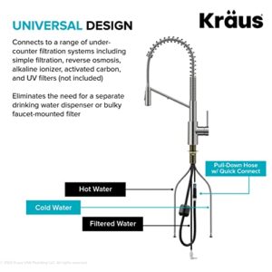 KRAUS Oletto 2-in-1 Commercial Style Pull-Down Single Handle Water Filter Kitchen Faucet for Reverse Osmosis or Water Filtration System in Matte Black, KFF-2631MB