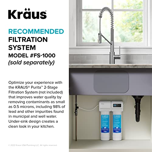 KRAUS Oletto 2-in-1 Commercial Style Pull-Down Single Handle Water Filter Kitchen Faucet for Reverse Osmosis or Water Filtration System in Matte Black, KFF-2631MB