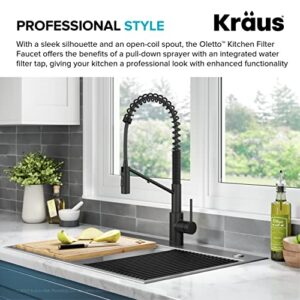 KRAUS Oletto 2-in-1 Commercial Style Pull-Down Single Handle Water Filter Kitchen Faucet for Reverse Osmosis or Water Filtration System in Matte Black, KFF-2631MB