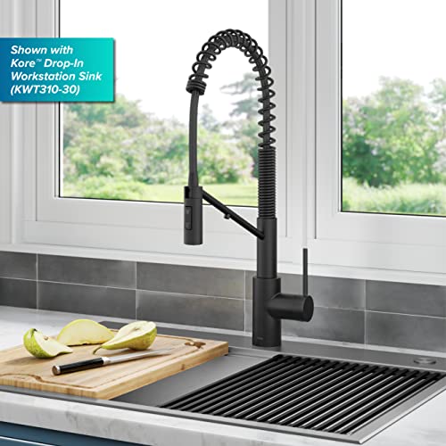 KRAUS Oletto 2-in-1 Commercial Style Pull-Down Single Handle Water Filter Kitchen Faucet for Reverse Osmosis or Water Filtration System in Matte Black, KFF-2631MB