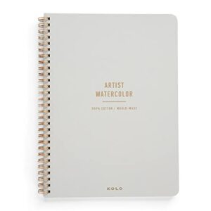 kolo 7x10 professional watercolor book, 100% cotton, spiral bound, 140lb/300gsm, cold press