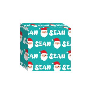 differ more custom name christmas wrapping paper,personalized wrapping paper with name santa claus design, christmas gift wrap for adults kids boys girls,blue christmas wrapping paper roll (58"x 23")