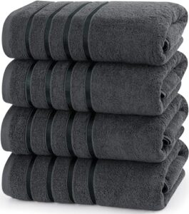 utopia towels 4 pack premium viscose oversized bath towels set, 100% ring spun cotton (27 x 54 inches) highly absorbent, quick drying shower towels for bathroom, spa, hotel and gym (grey)