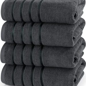 Utopia Towels 4 Pack Premium Viscose Oversized Bath Towels Set, 100% Ring Spun Cotton (27 x 54 Inches) Highly Absorbent, Quick Drying Shower Towels for Bathroom, Spa, Hotel and Gym (Grey)