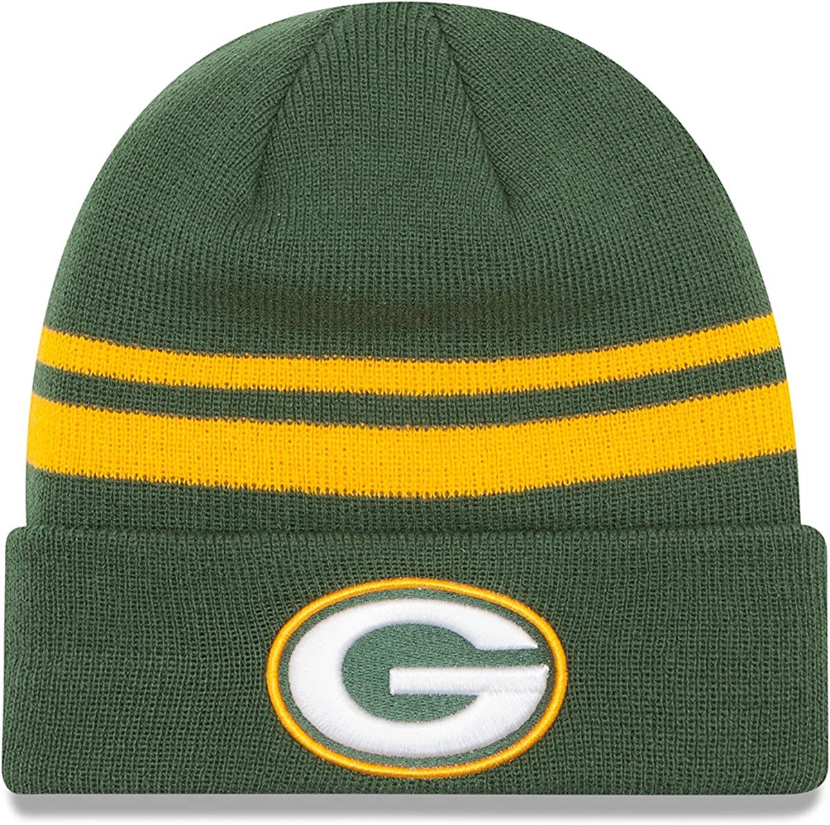 New Era Unisex-Adult NFL Official Sport Knit Classic Striped Knit Beanie Cold Weather Hat (Green Bay Packers), One Size