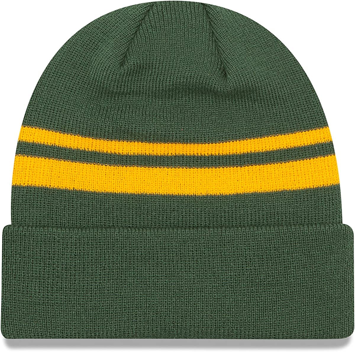 New Era Unisex-Adult NFL Official Sport Knit Classic Striped Knit Beanie Cold Weather Hat (Green Bay Packers), One Size