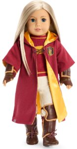 american girl harry potter 18-inch doll gryffindor quidditch uniform outfit with robe featuring house crest, for ages 6+