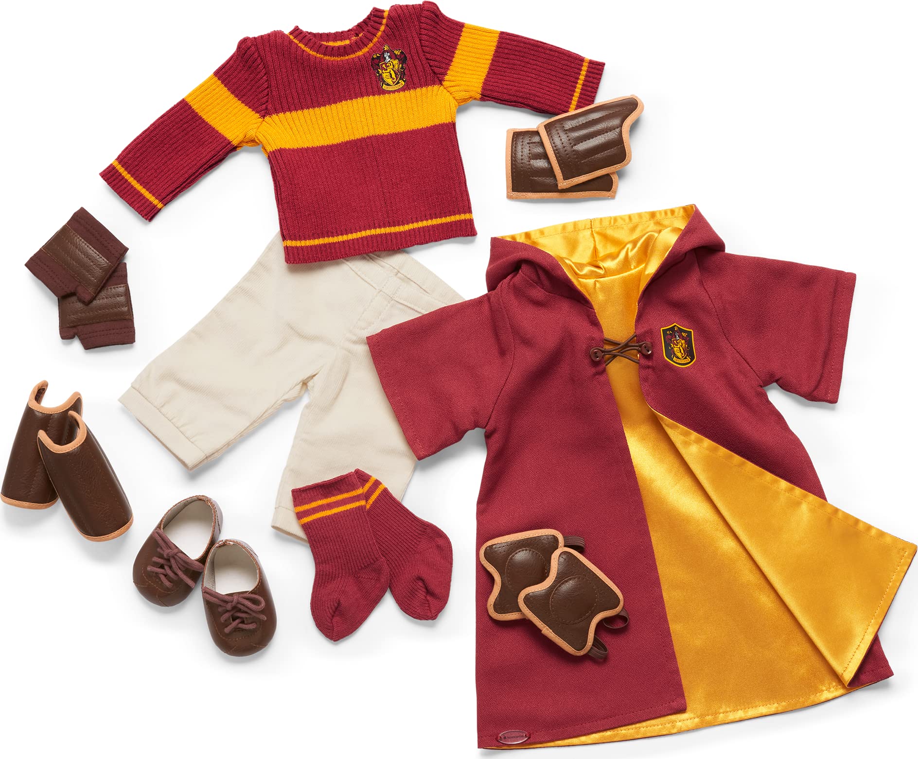 American Girl Harry Potter 18-inch Doll Gryffindor Quidditch Uniform Outfit with Robe Featuring House Crest, For Ages 6+