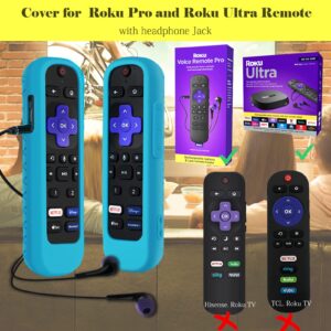 2 Pack Case for Roku Voice Remote Pro, Cover for Roku Headphone Remote Rechargeable Controller Silicone Sleeve Skin Glow in The Dark