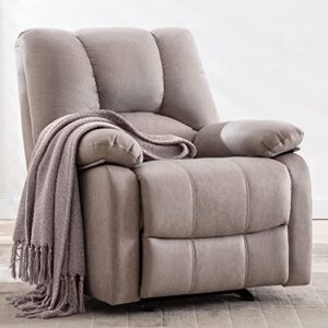 watson & whitely power recliner chair for adults, fabric electric glider reclining chair for living room and nursery, upholstered rocker recliner with usb port, creamy grey