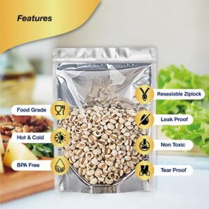 Kyniog® Pack of 100-4x6 Inches Mylar Bags for Food Storage- Standup Clear Mylar Bags- Small Mylar Bags with Label Sticker- Smell Proof- 10Mil Thick (Both Side) Resealable for Packaging Small Business