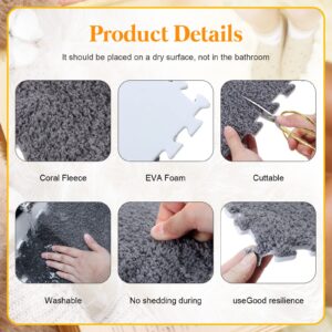 Shihanee 100 Tiles Bulk Foam Play Mat Interlocking Carpet Tiles Baby Play Mat Short Coral Fleece Plush Puzzle Foam Floor Mat for Kids Toddler Play Area Home Bedroom Parlor(Gray)