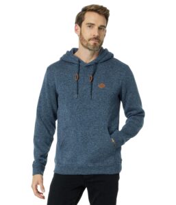 quiksilver men's keller hood fleece top, navy blazer heather 233