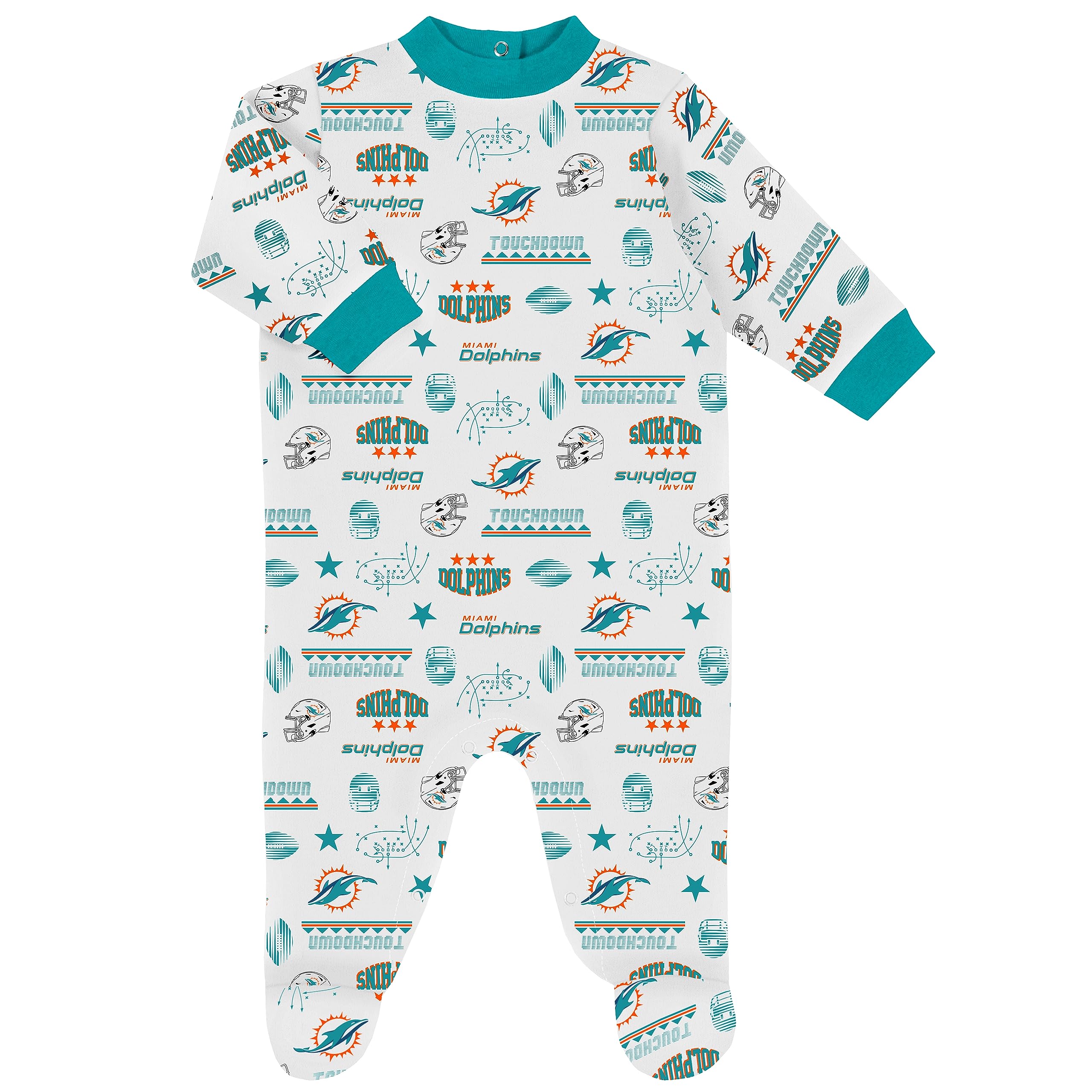 NFL Baby Boys' 3-pack Bodysuit, Sleep 'n Play, & Cap Set, Miami Dolphins, 3-6 Months