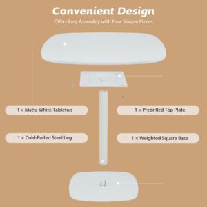 VONLUCE Modern Square Dining Table for 2 and 4 Person, 32 Inch Small Pedestal Kitche Dinner Table, Mid Century Style with 220lb Capacity, White